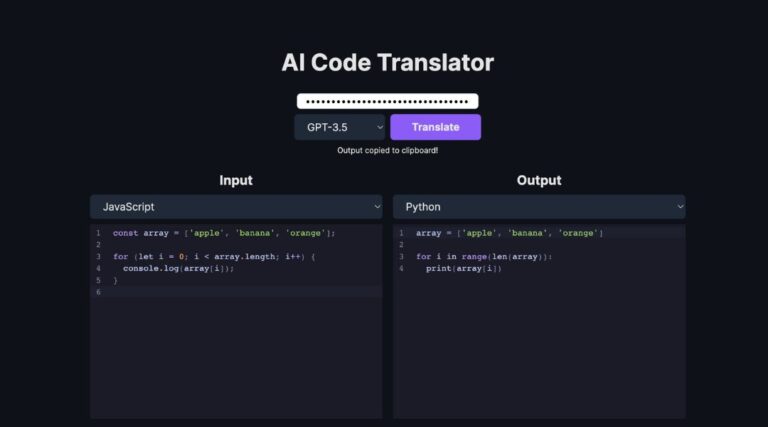 موقع AI code translator لترجمة أي كود من لغة برمجة لأخرى - موقع شعاع ...